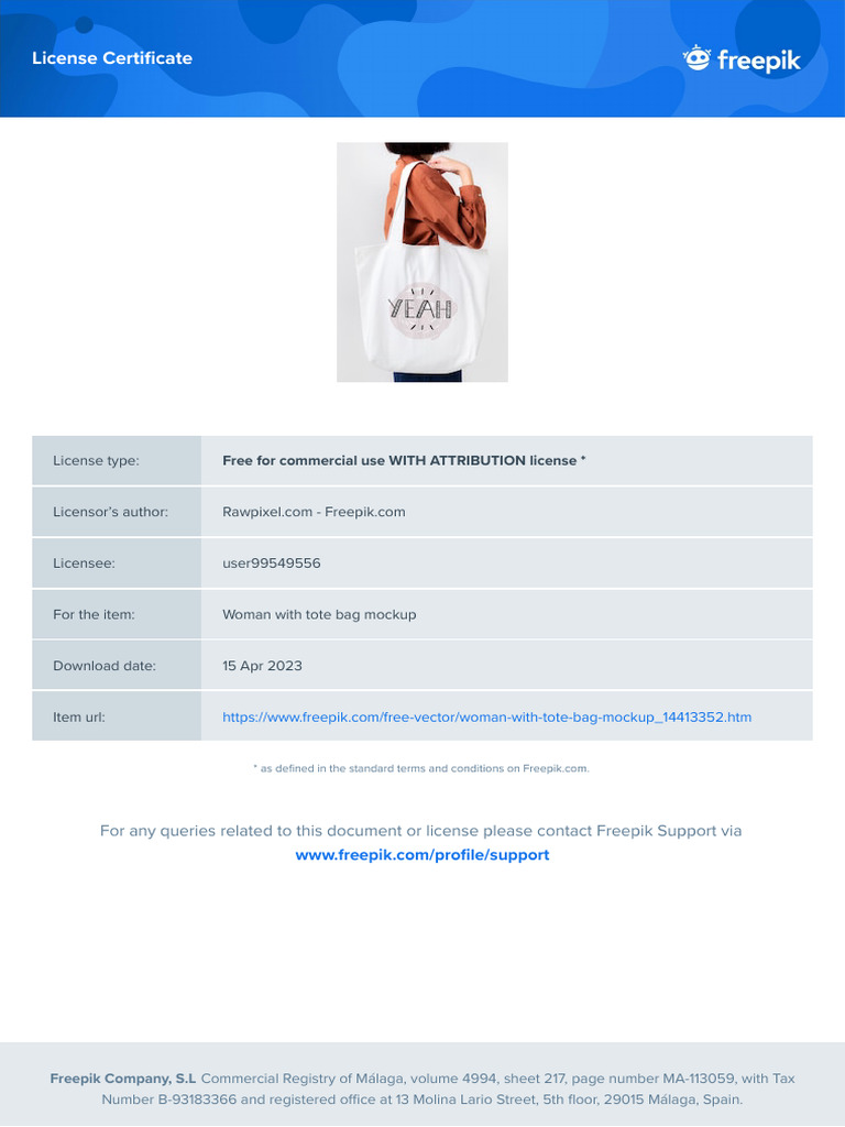 Free License Certificate for Tote Bag Mockup | PDF | License | World Wide Web
