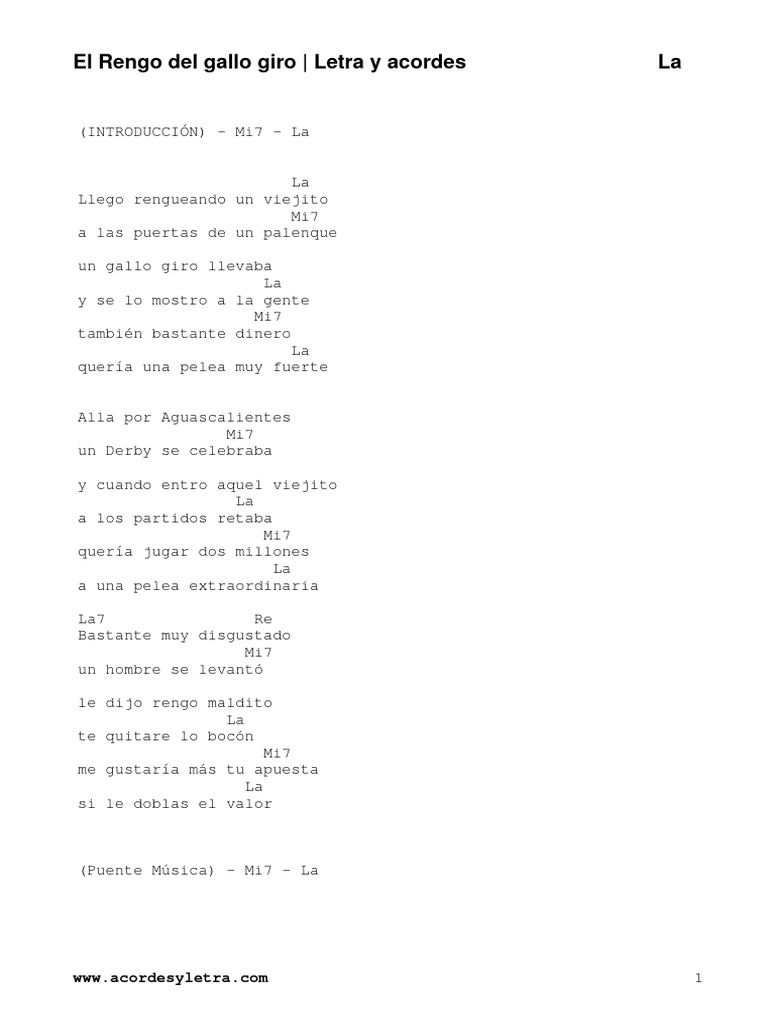 El Rengo Del Gallo Giro | PDF