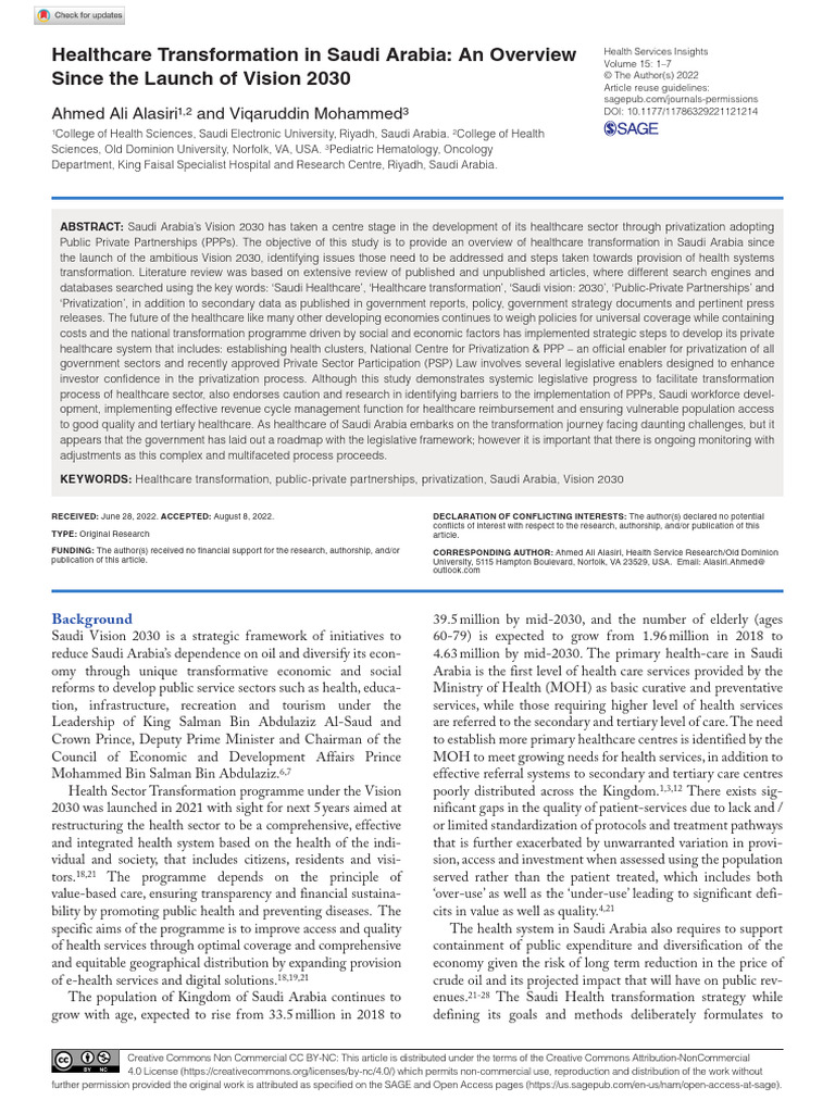 Alasiri Mohammed 2022 Healthcare Transformation in Saudi Arabia An ...