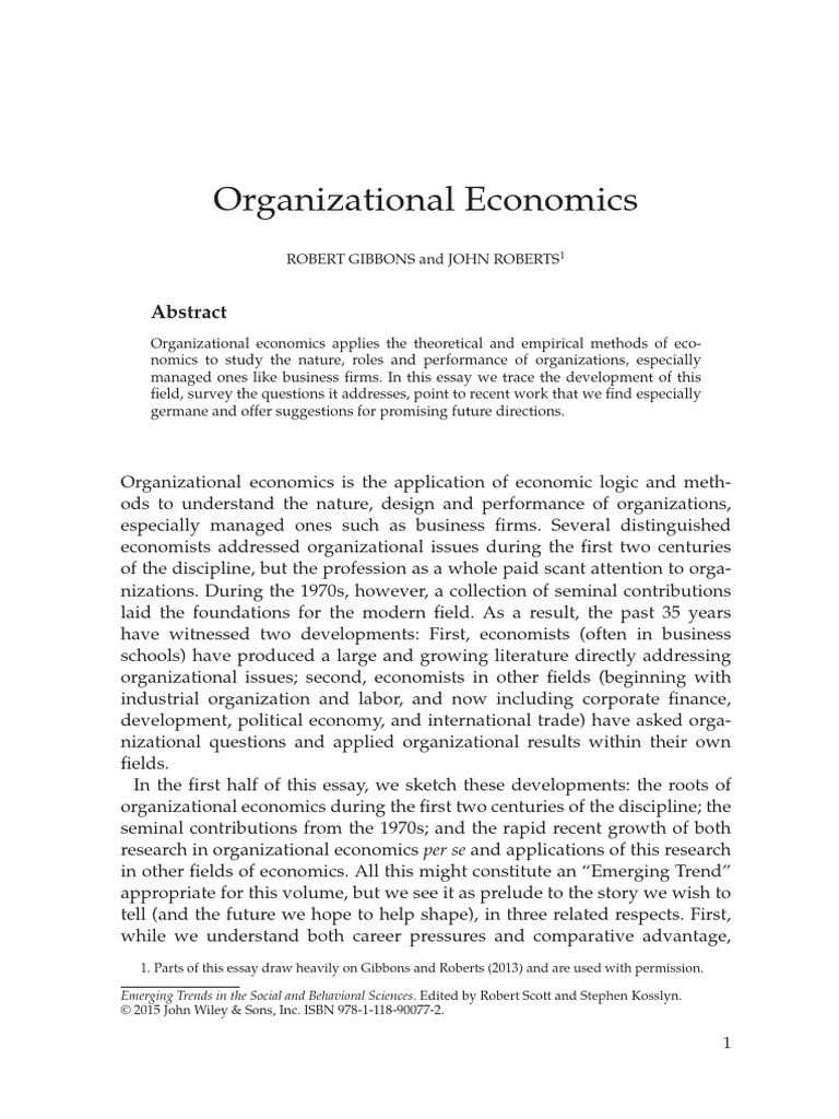 Organizational Economics | PDF | Economics | Market (Economics)