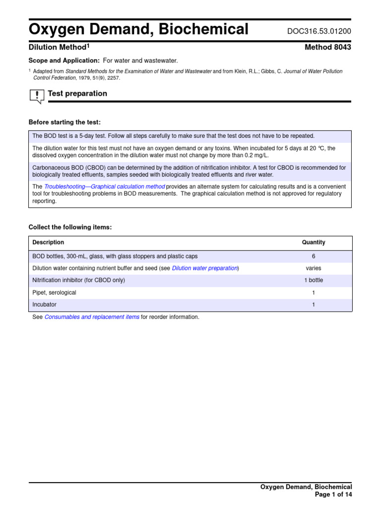 BOD Method | Download Free PDF | Sewage | Chemical Substances