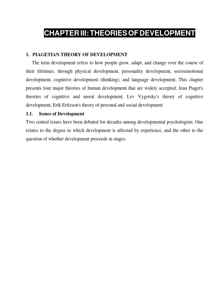 Chapter Iii Theories of Development | PDF | Cognitive Development | Child Development