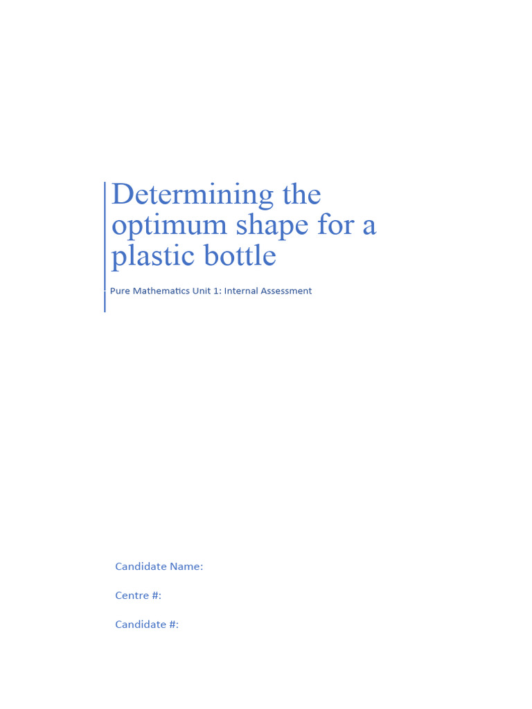 Optimal Shape for Plastic Bottles | PDF | Plastic | Area