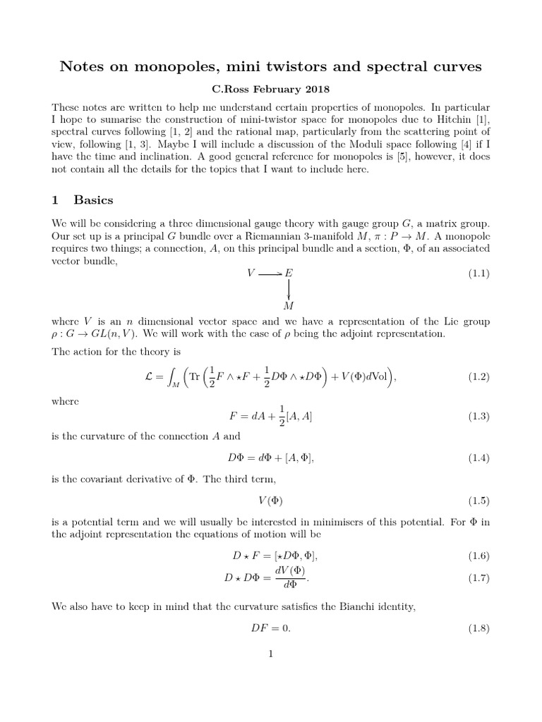 Calum Monopoles - and - Spectral - Curves | Download Free PDF | Vector Space | Differential Geometry