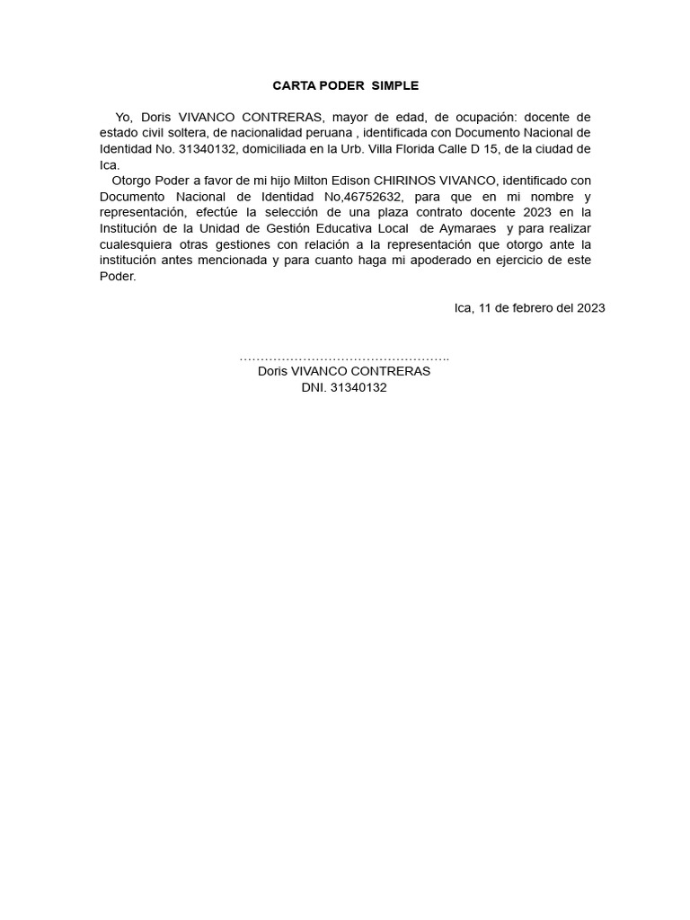 Carta Poder Simple | PDF
