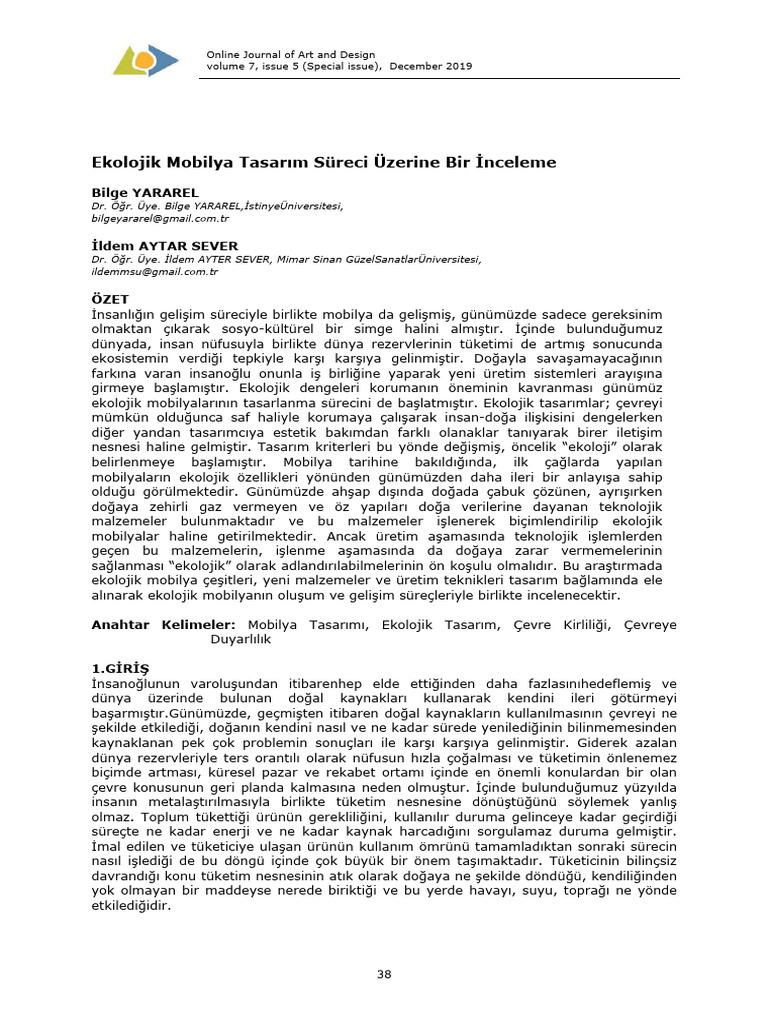 ekolojik mobilya üzerine okuma | PDF