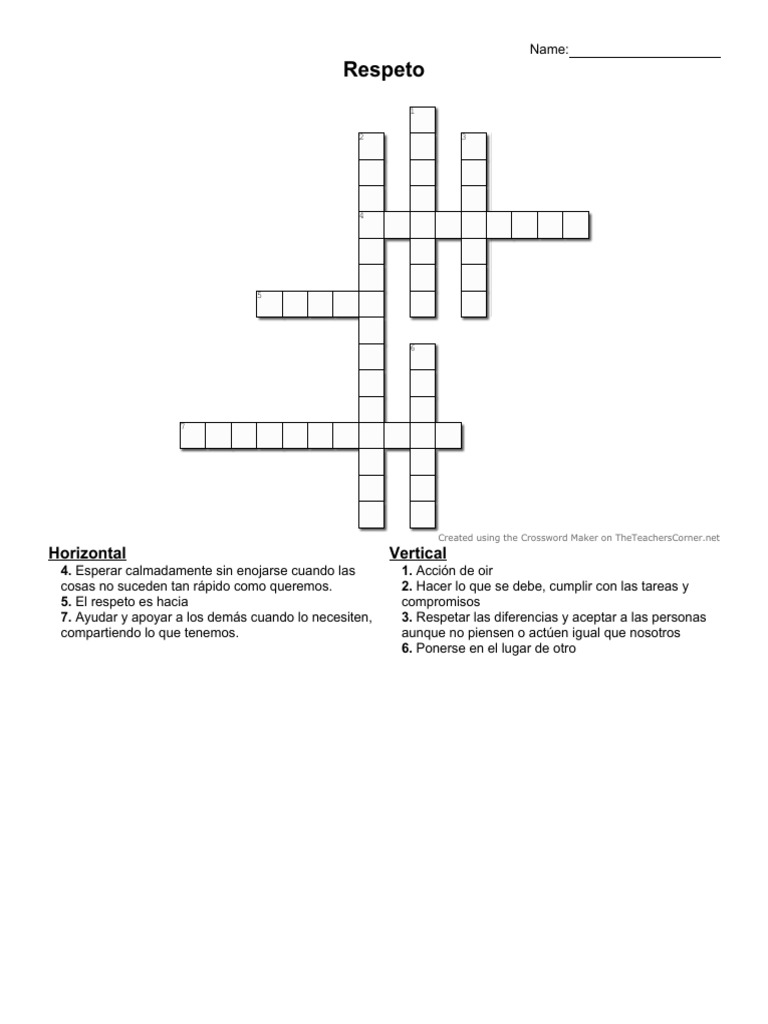 CRUCIGRAMA RESPETO | PDF