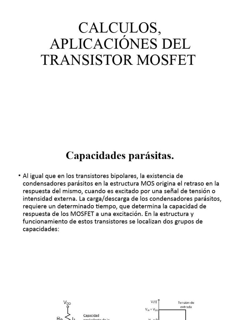 4calculos, Aplicaciónes Del Transistor Mosfet | PDF | Mosfet | Transistor