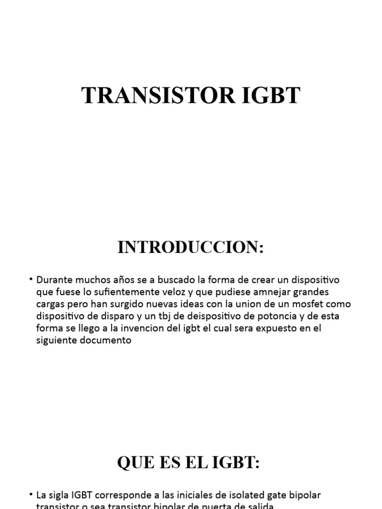 Simbología y Funcionamiento del IGBT | PDF | Transistor de unión ...