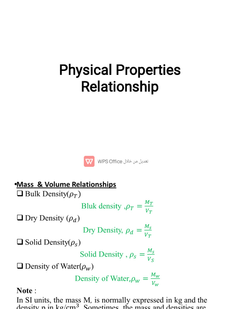 Physical Properties Relationship | PDF