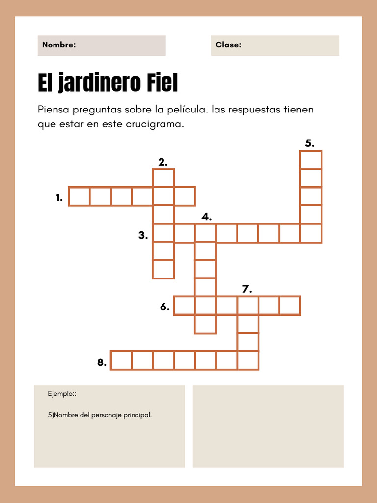 Los Pasatiempos Crucigrama Ficha de Ejercicios Marrón Y Rojo ...