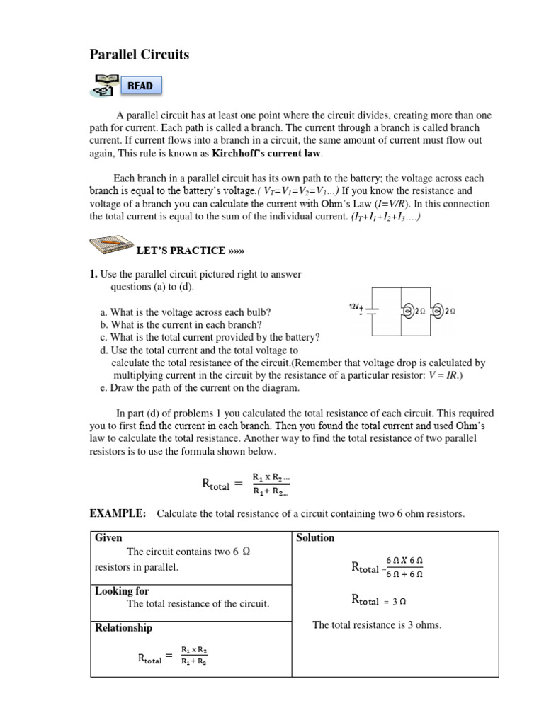 Parallel Circuits | PDF | Series And Parallel Circuits | Resistor