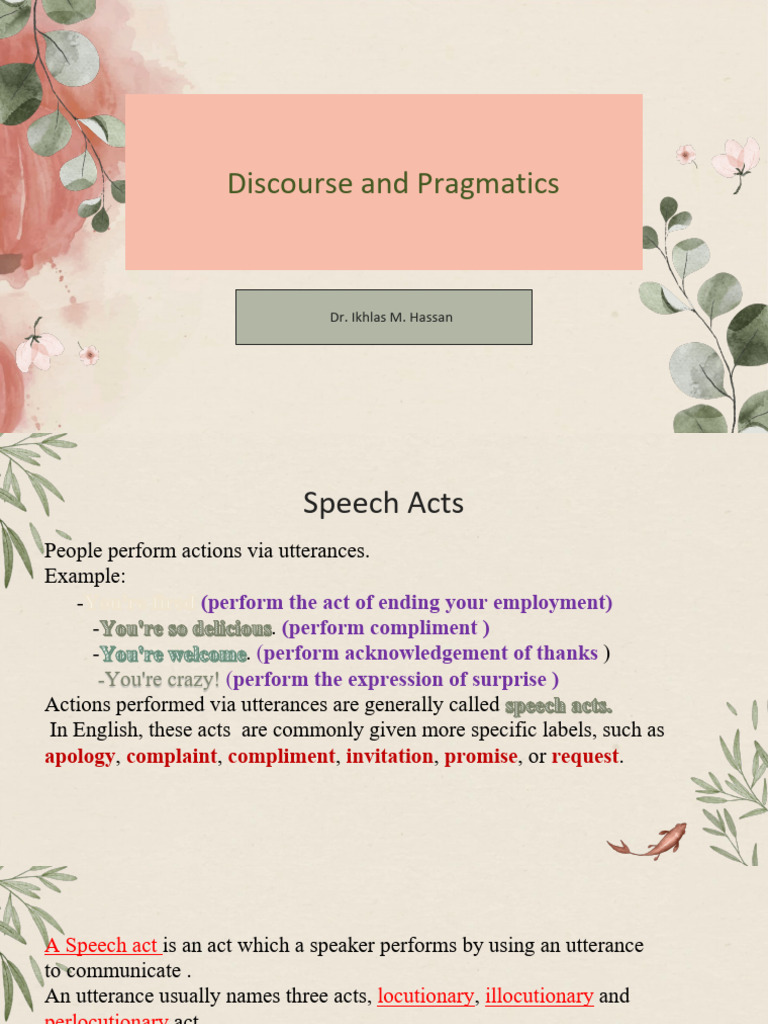 Pragmatics and Discourse PPT DR | PDF | Language Mechanics | Human ...