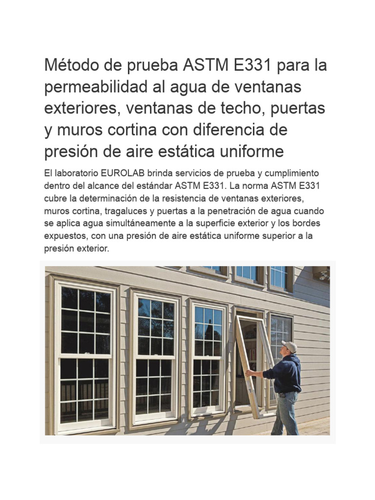 Método de Prueba ASTM E331 | PDF | Agua | Arrastrar (Física)