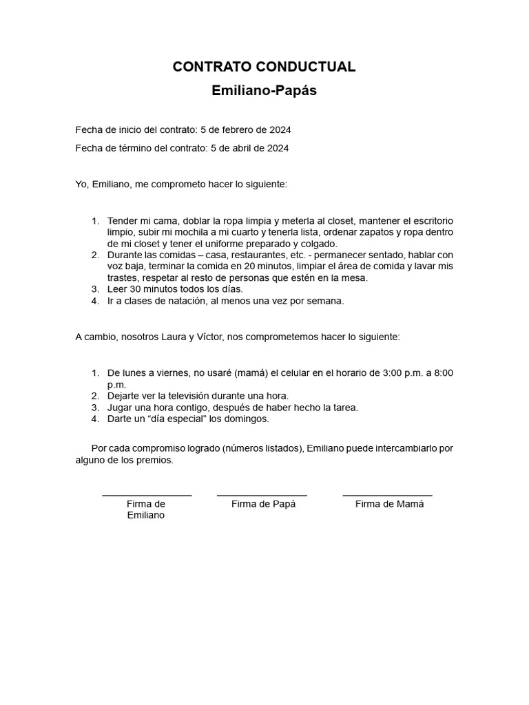 Contrato Conductual Emiliano | PDF
