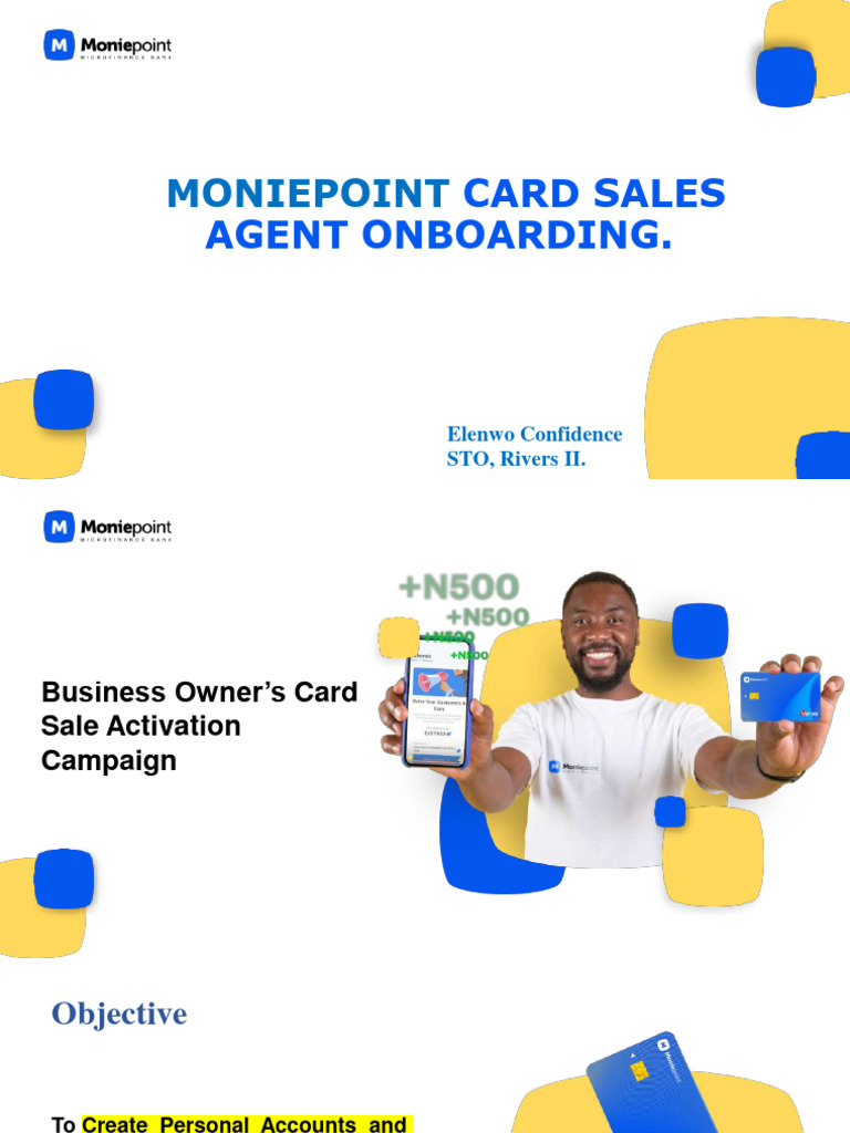 Moniepoint Card Sales Agent Guide | PDF | Point Of Sale | Personal ...
