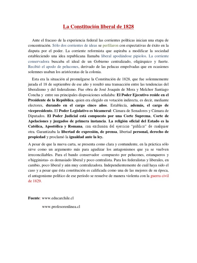 La Constitución Liberal de 1828 | PDF | República | Liberalismo