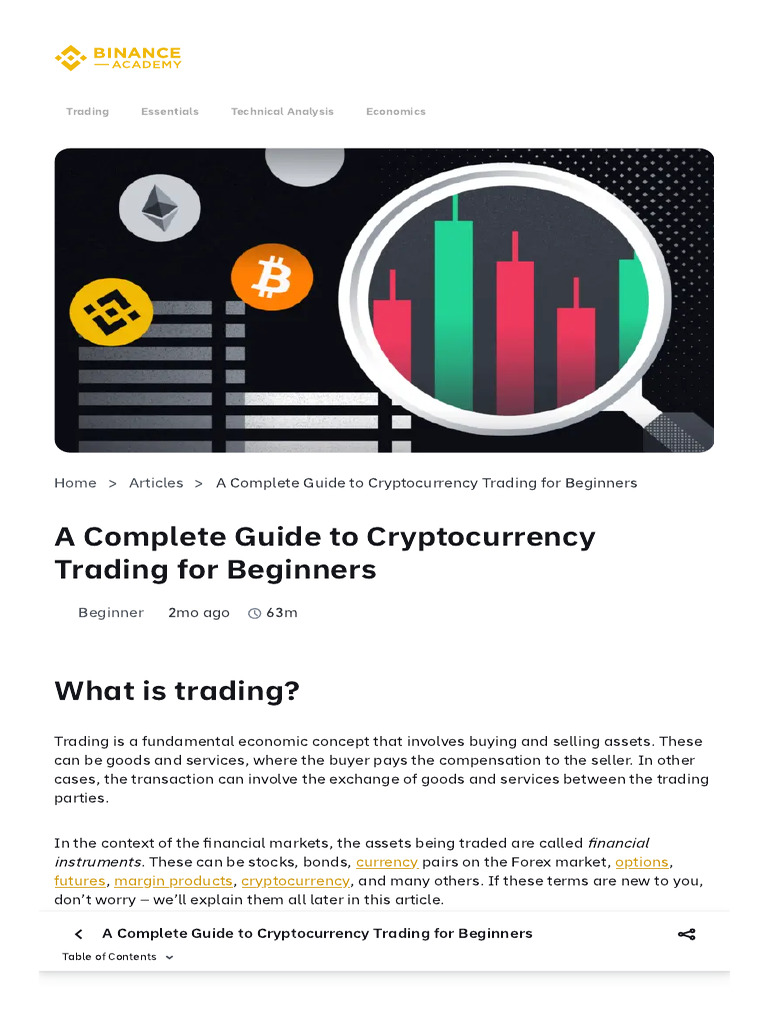 A Complete Guide To Cryptocurrency Trading For Beginners - Binance Academy | PDF | Futures ...
