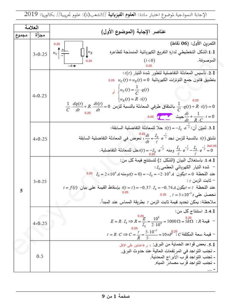 Uploads3093309326physics Se Bac2019 Correction PDF | PDF | Analytical Chemistry | Branches Of ...