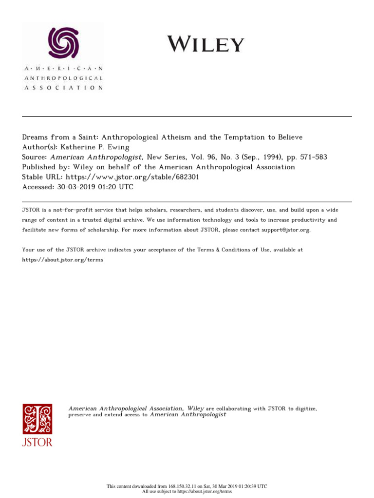 Katherine Ewing | PDF | Ethnography | Anthropology