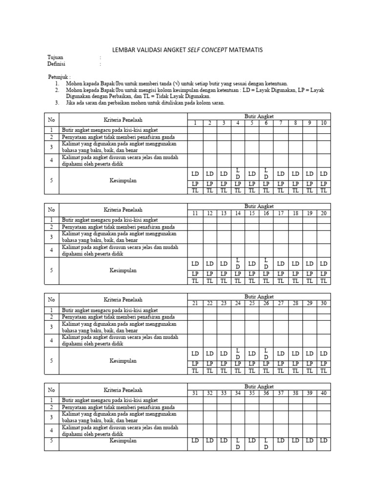Lembar Validasi Angket | PDF