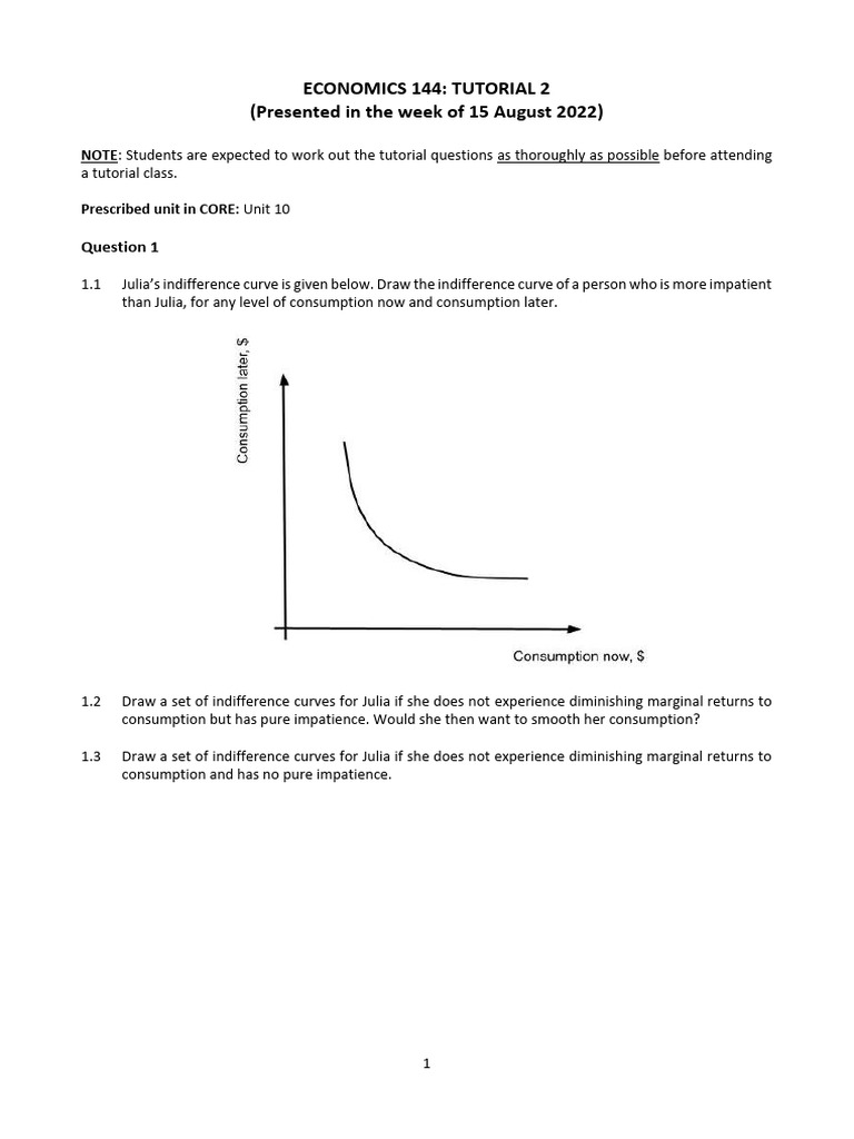 Economics 144 Tutorial 2 | PDF | Interest | Consumption (Economics)