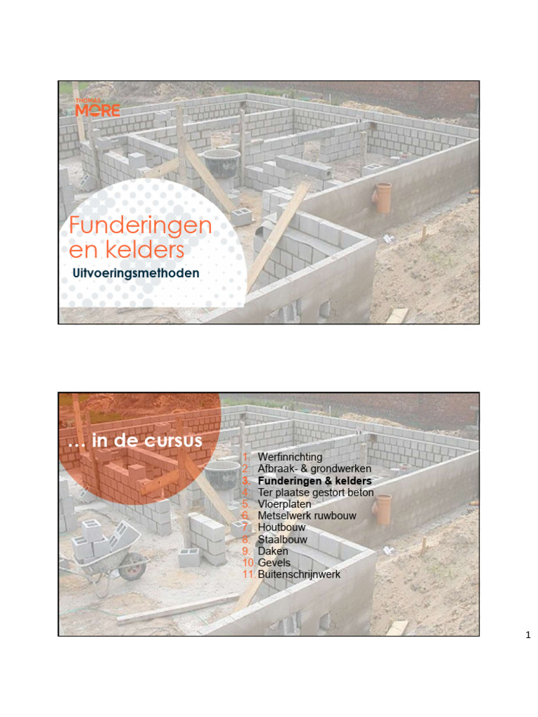 (PRESENTATIE) 3. Funderingen en Kelders | PDF