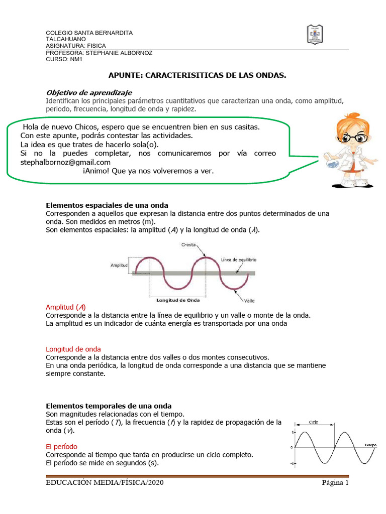 Guia Caracteristicas Onda Nm1 A Nm1 B Física | PDF | Longitud de onda | Frecuencia