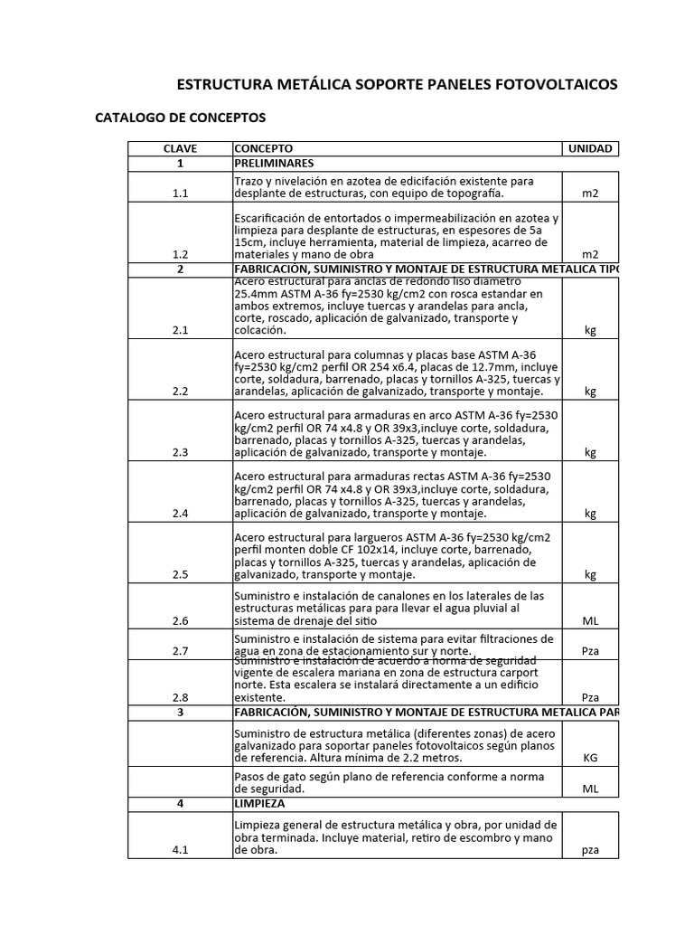 Catalogo de Conceptos Estructuras 190223 | PDF | Tornillo | Acero estructural