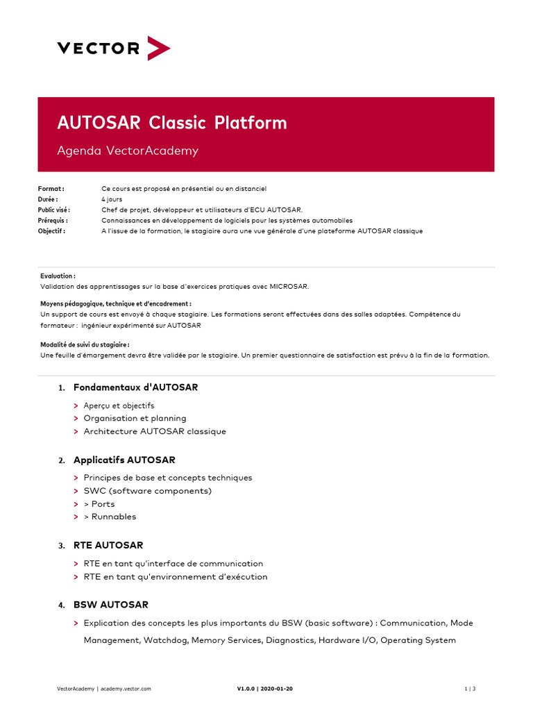 Formation AUTOSAR Classic en 4 jours | PDF | Logiciel | Génie logiciel
