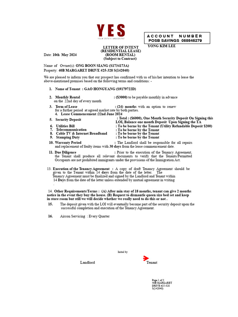 40b Margaret Drive #25-328 Loi.... | PDF | Leasehold Estate | Lease