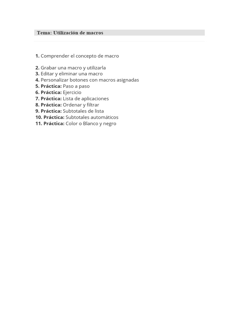 Tema 11 Utilización de Macros | Descargar gratis PDF | Macro (informática) | Microsoft Excel