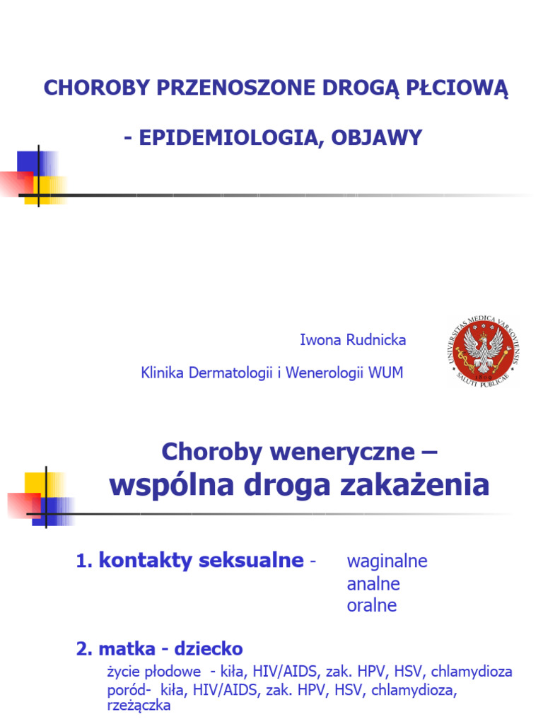Choroby Przenoszone Drogä På Ciowä - Epidemiologia I Objawy | PDF