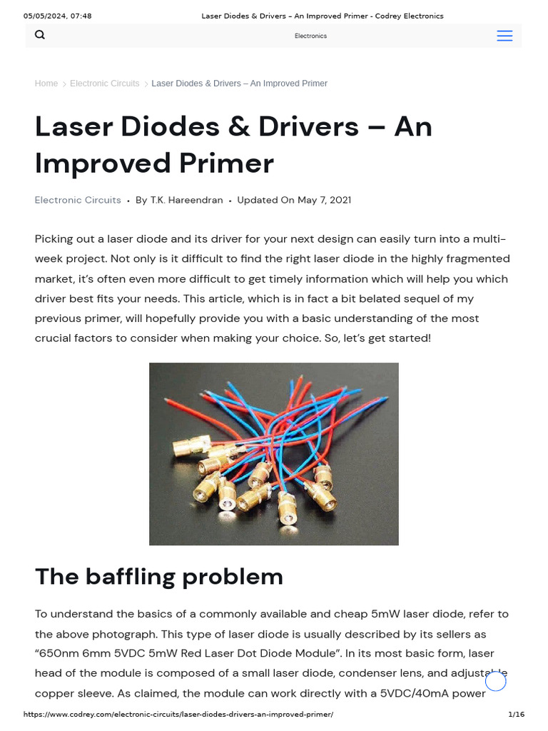 Laser Diodes & Drivers - An Improved Primer - Codrey Electronics | PDF | Electromagnetism ...