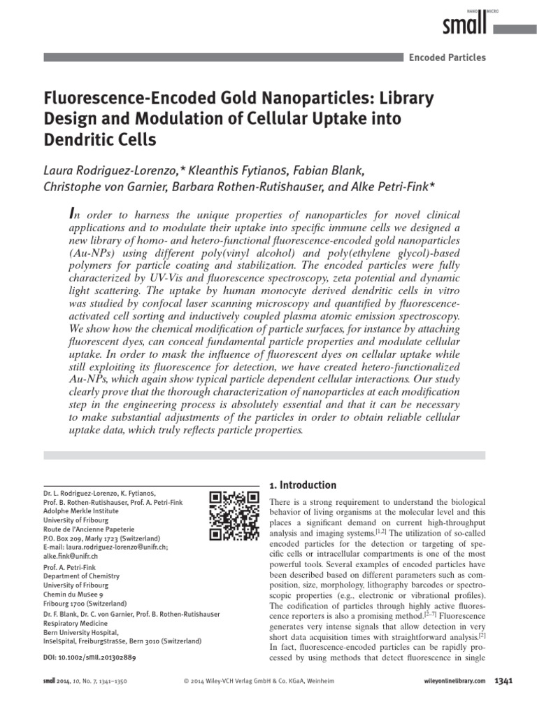 Fluorescence-Encoded Gold Nanoparticles: Library Design and Modulation ...