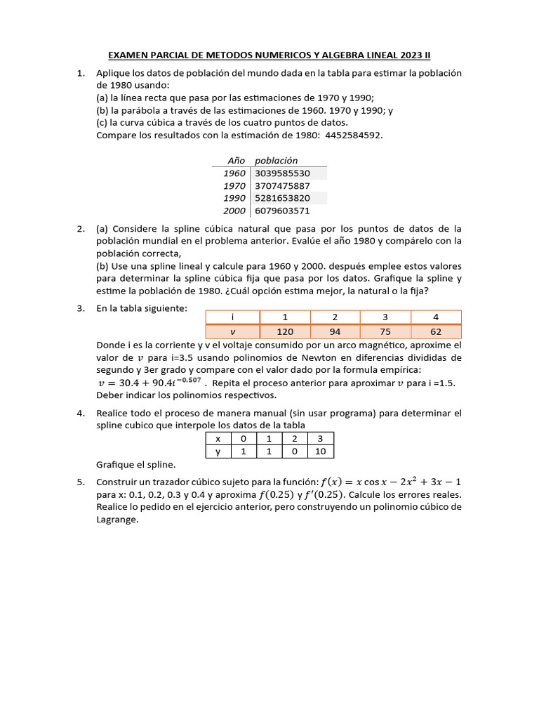 Métodos Numéricos y Álgebra Lineal 2023 | PDF | Métodos y materiales de ...