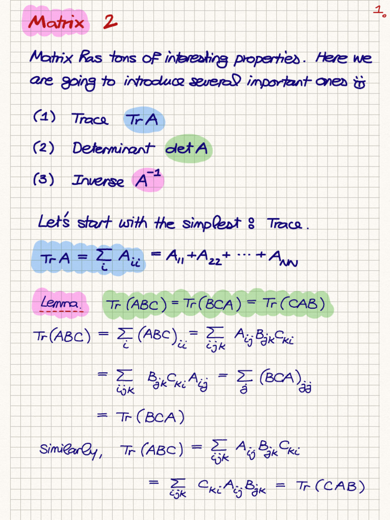 10820林秀豪教授應用數學入門筆記 L4 Matrix 2 Pdf Matrix Mathematics Algebra