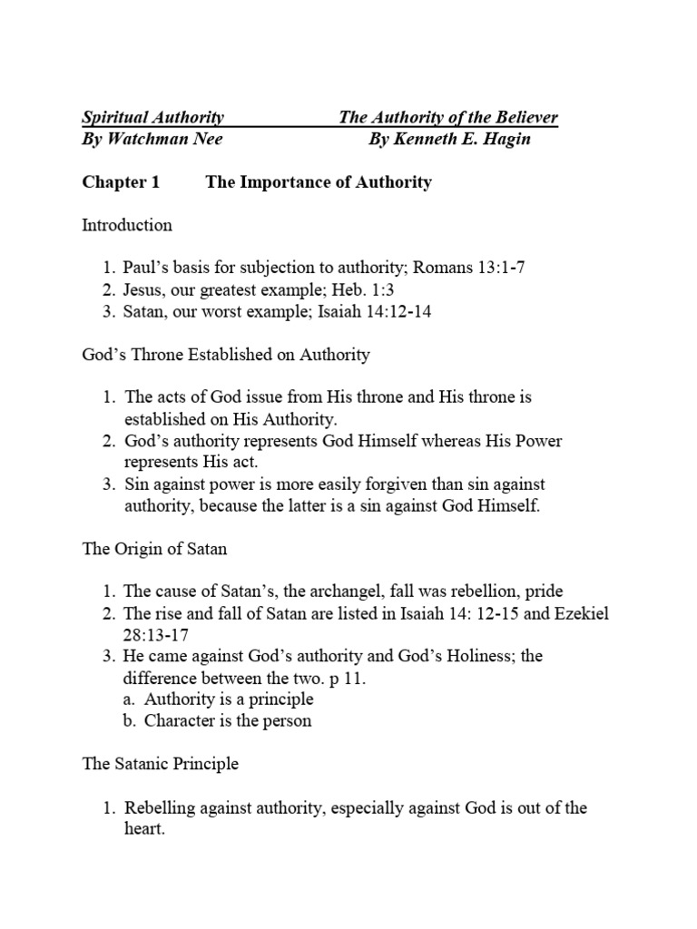 Spiritual Authority The Authority of The Believer by Watchman Nee by ...