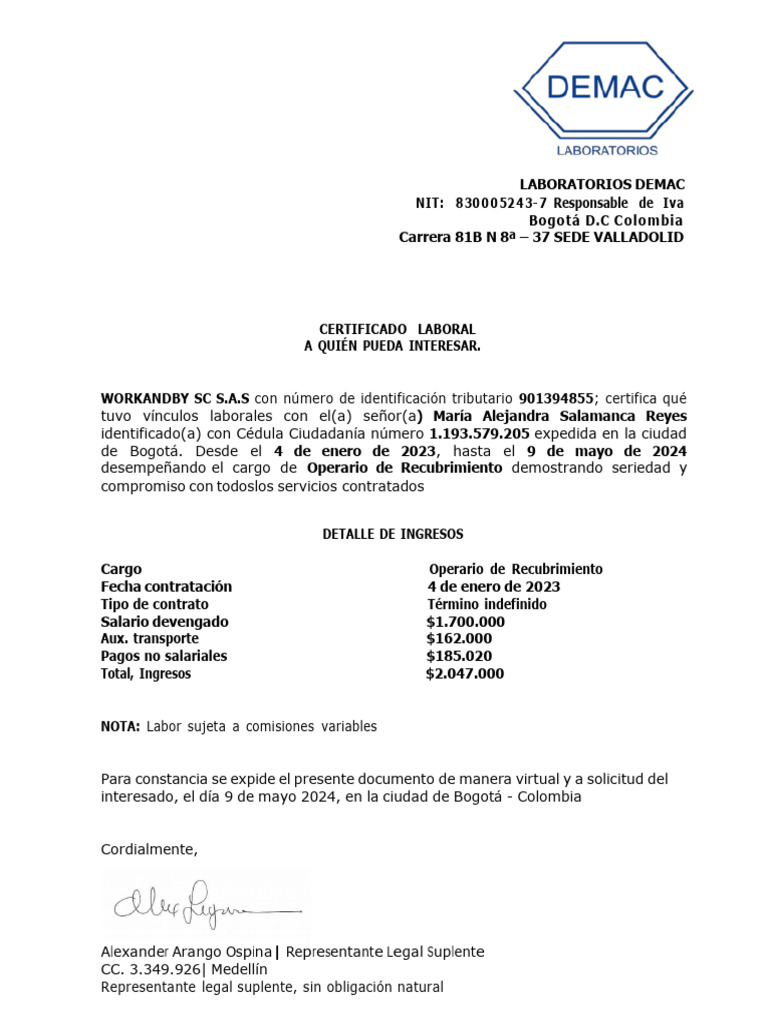 Certificado DEMEC | PDF