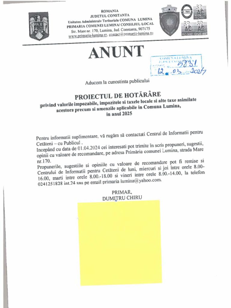 Proiect Hotarare Impozite 2025 | PDF