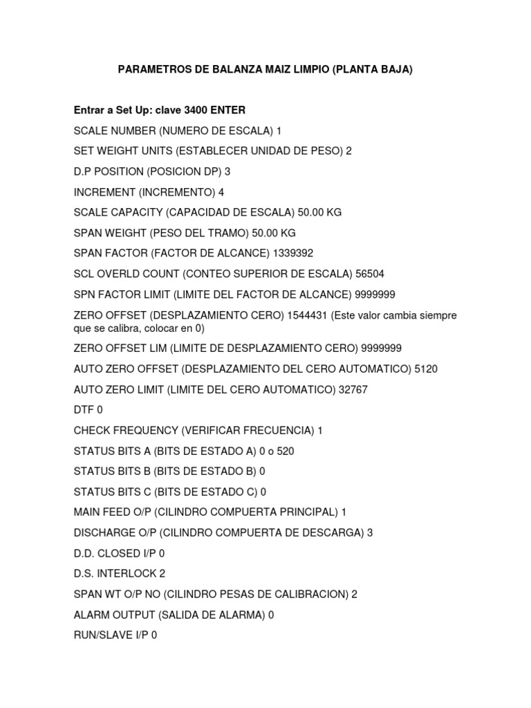 Parametros Balanzas | PDF | Ciencia y matemáticas | Informática