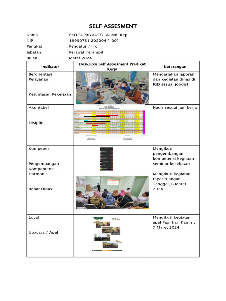 Self Assessment Eko Maret 2024 | PDF