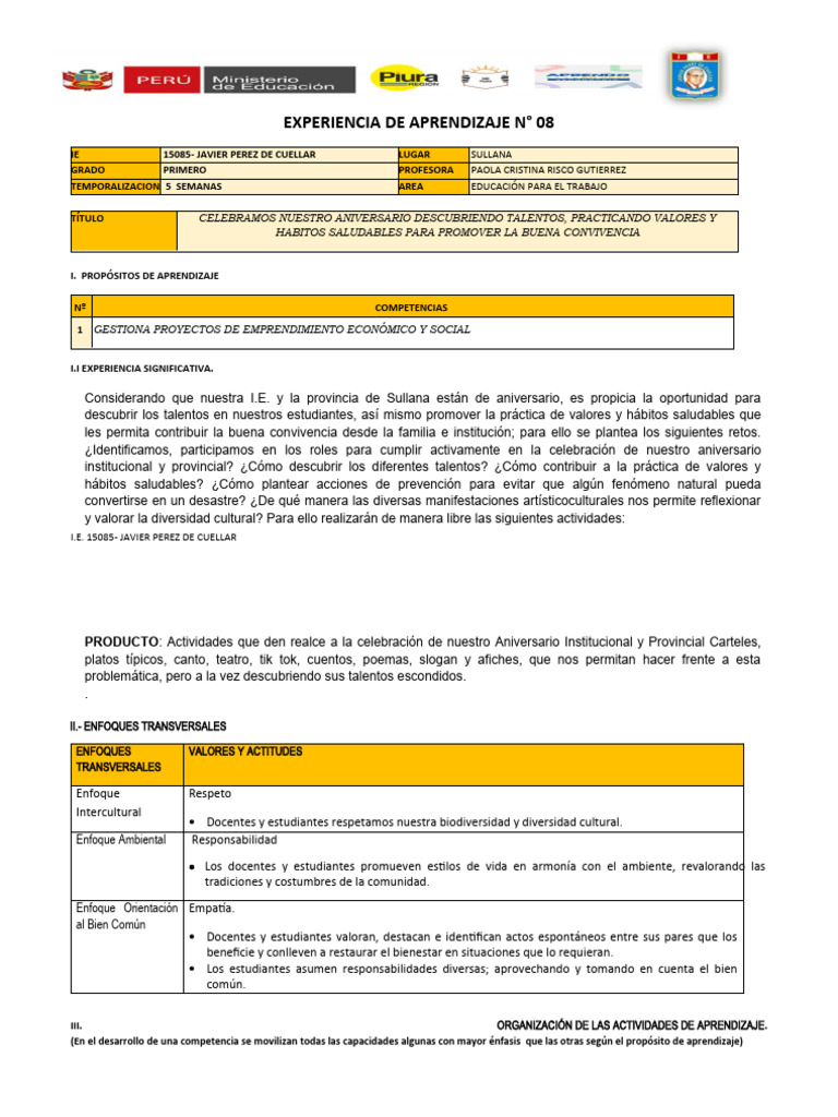 Segundo Sec-Ept 8ava Exp | PDF | Aprendizaje