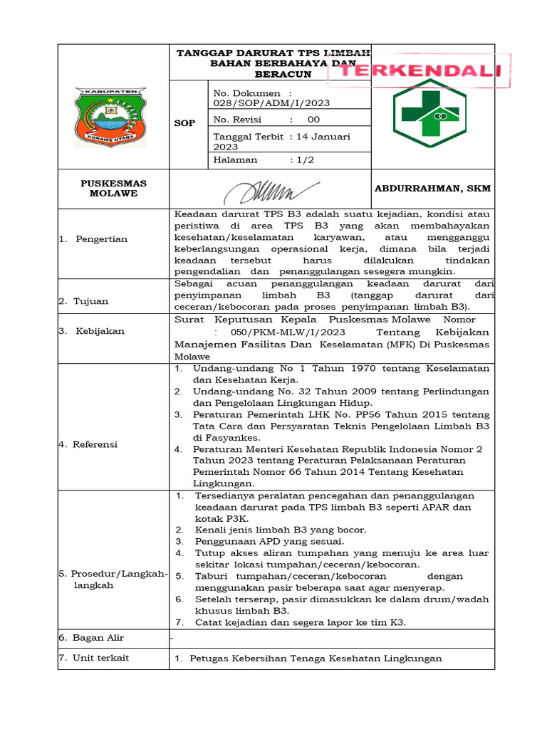 5.1.4.3.b.3 File 4 SOP TANGGAP DARURAT TPS LIMBAH BAHAN BERBAHAYA DAN ...