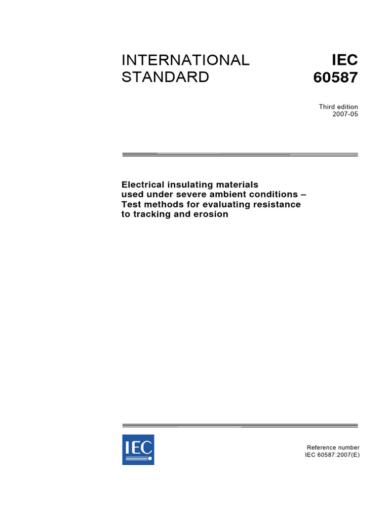 IEC 60587-2007 - Standard Anti Tracking Test | PDF | International ...