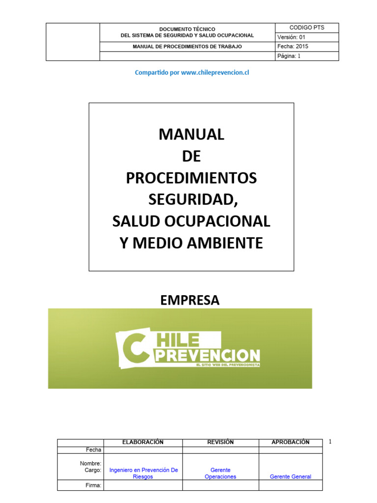 Manual Con 30 Procedimientos de Trabajo Seguro 2015 | PDF | Seguridad y salud ocupacional | Business