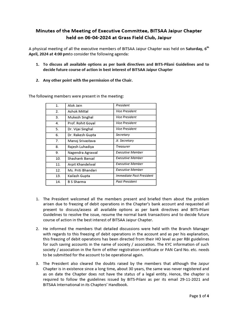 MoM 06-04-2024 Final | PDF | Notary Public | Banks