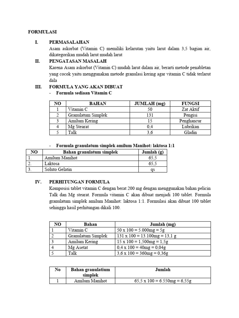 Formulasi Lapsem FTS Padat | PDF