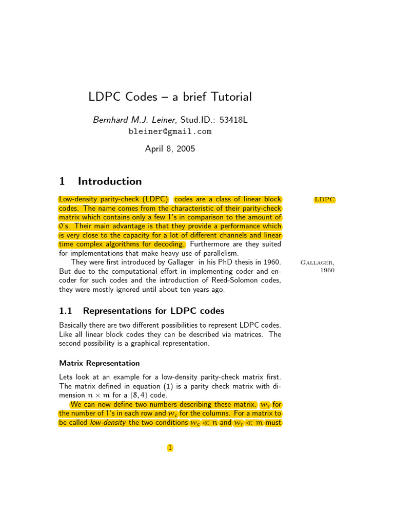 Ldpc Pdf Low Density Parity Check Code Theoretical Computer Science