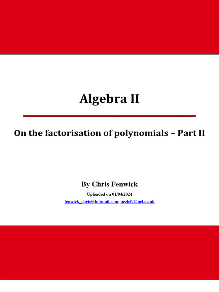 Maths - Algebra 2 - Factorisation of F (X) - Part 2 | PDF | Factorization | Division (Mathematics)